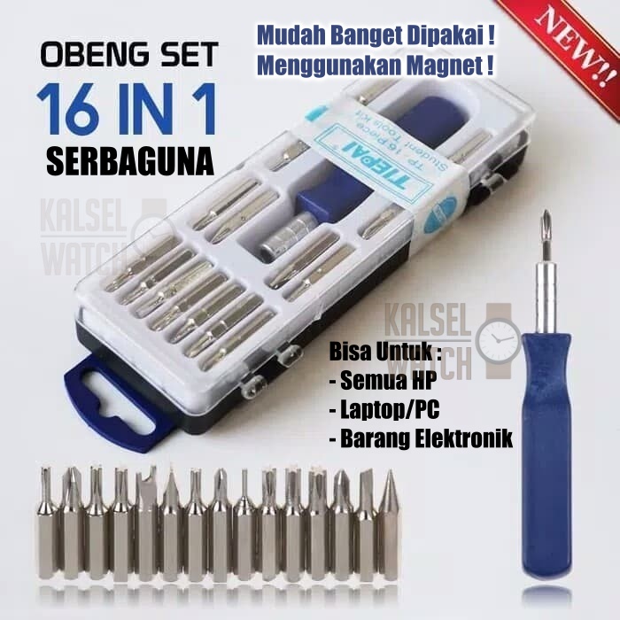 Jual Obeng Set 16 In 1 Obeng Mini / Obeng Magnet Serbaguna Universal ...