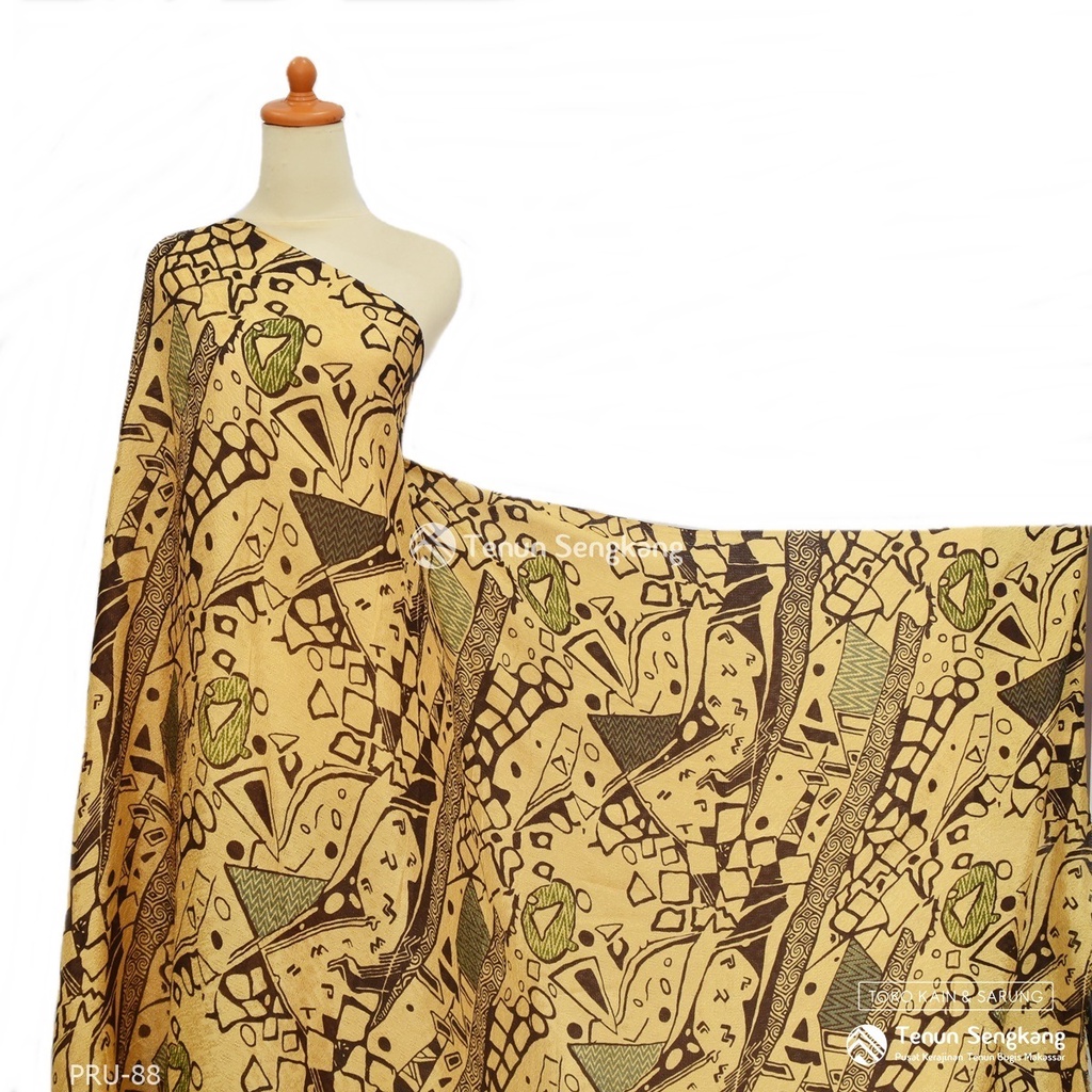 Jual Kain Tenun Dobby Batik Sutra Bugis Makassar Kuning Pastel - Tenun ...