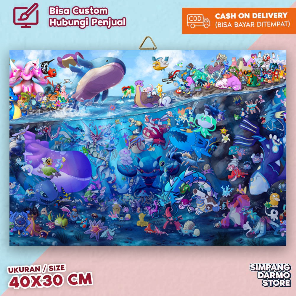 Jual Poster Kayu Besar Kartun Pokemon Pikacu Pika Terbaru Bisa Custom ...