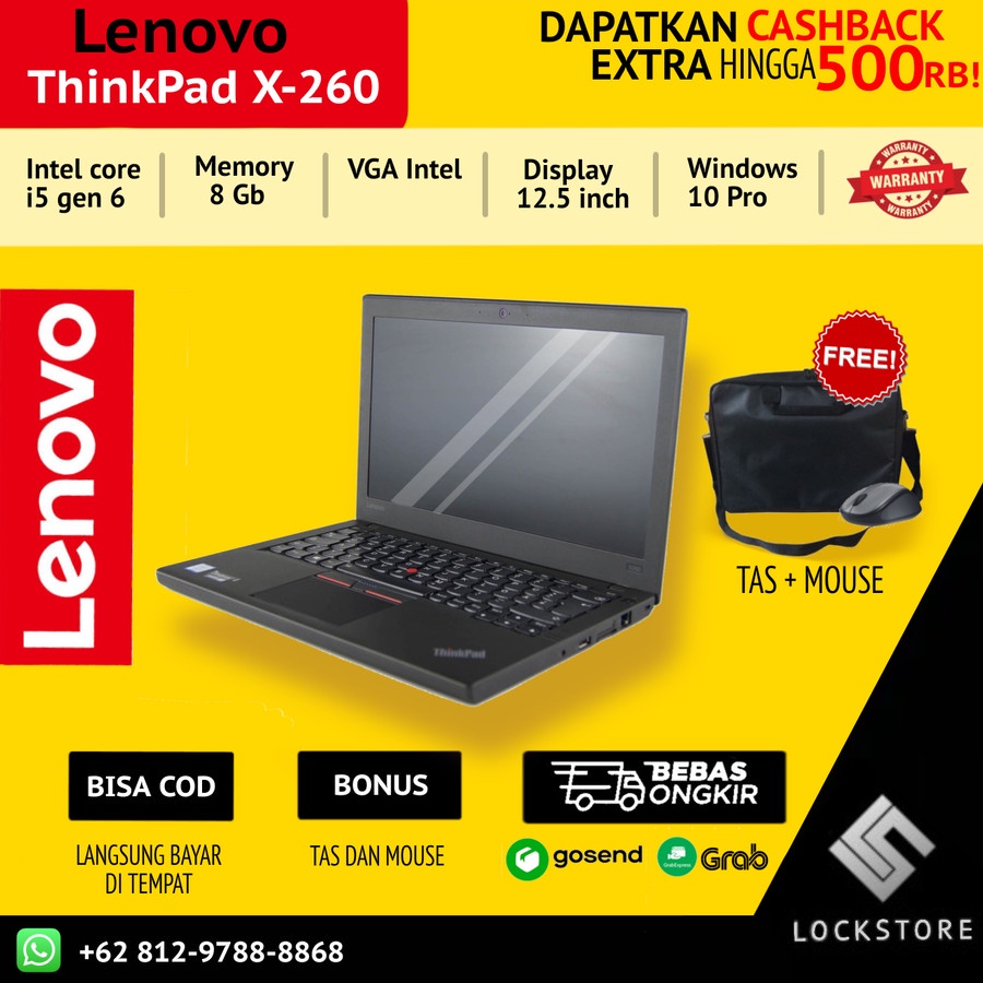 Jual Lenovo Thinkpad X260 core i5 GEN 6 RAM 8GB SSD 256GB 12,5inch ORIGINAL WIN 10 PRO Indonesia ...