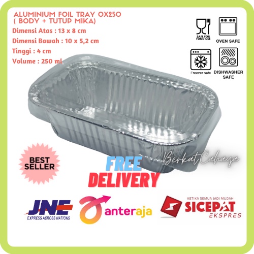 Jual ALUMUNIUM FOIL CUP OX 250 + TUTUP / ALUMUNIUM FOIL TRAY / READY STOCK / DIJAMIN BAGUS ...