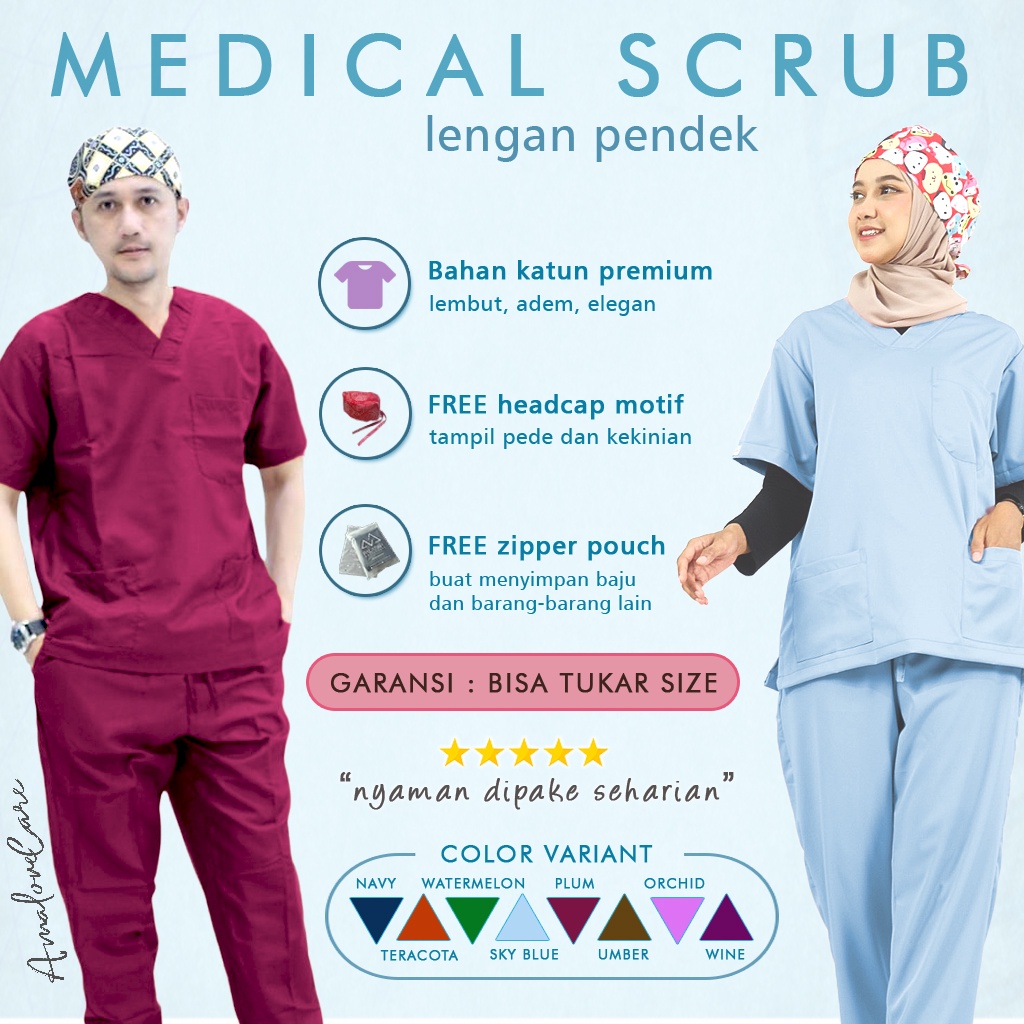Jual Scrub medis/ Baju OK lengan pendek/ Seragam Jaga Oka /scrb dokter ...