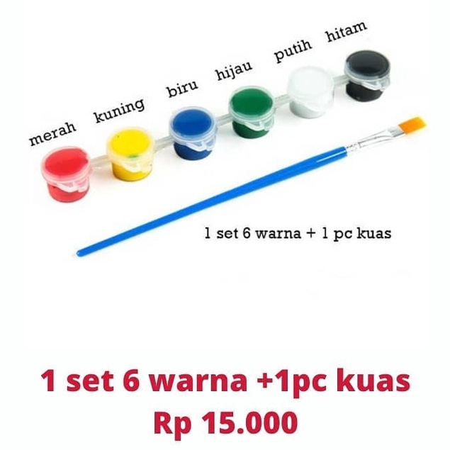 Jual Cat Akrilik Acrylic Lukis Set 6/3 ML / Kemasan Mini Pot 6 Warna ...