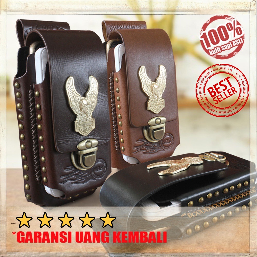 Jual DOMPET HP KULIT TAS PINGGANG KULIT EMBOSS HD VARIATIF EMBLEM LOGAM ...