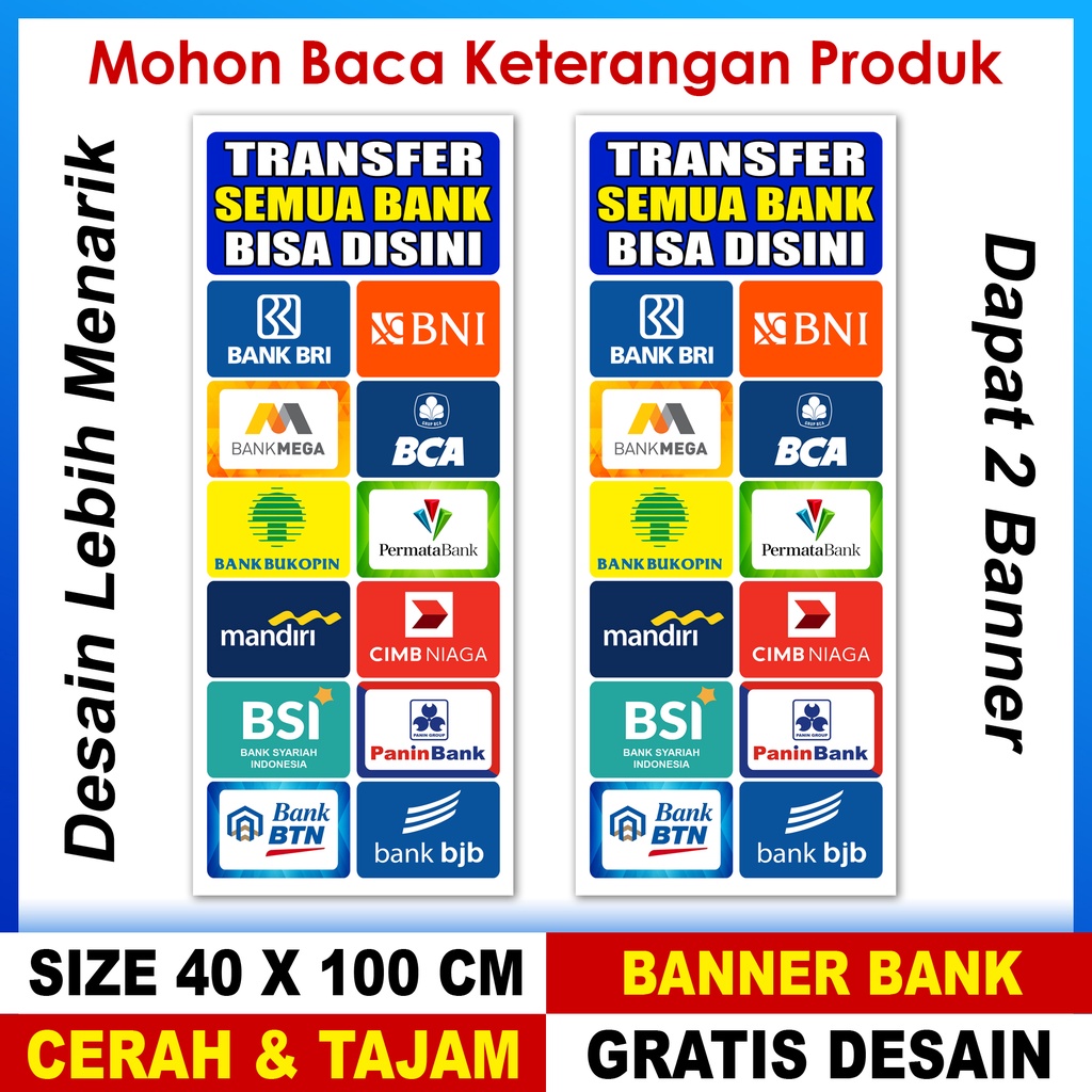 Jual [TERBAIK] BANNER SPANDUK GAMBAR BANK UKURAN 40X100 DAPAT 2 BANNER ...