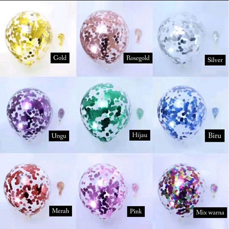 Jual Balon latex konfeti konfetti 12 inch dekorasi pesta ulang tahun ...