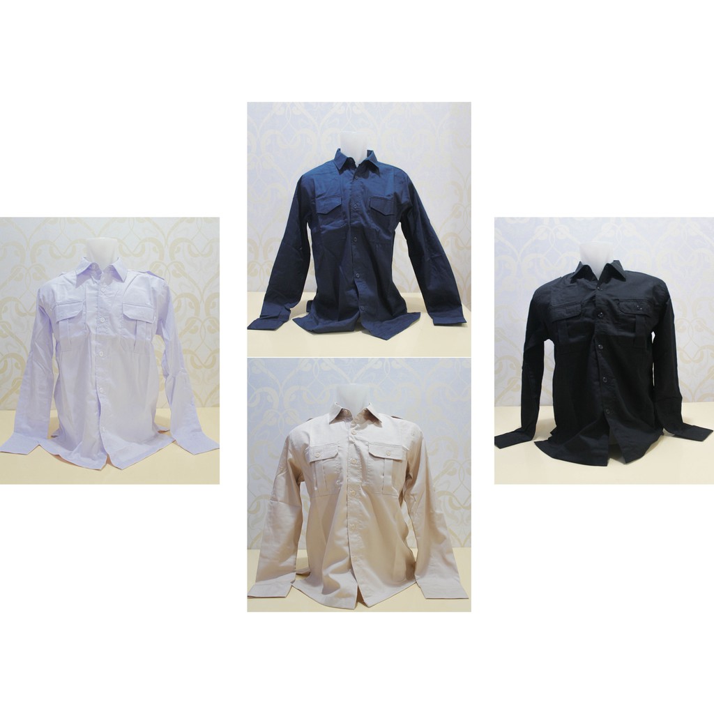 Seragam Kemeja Kantor Polos Lengan Panjang , Baju PNS, Baju Drill, Baju ...