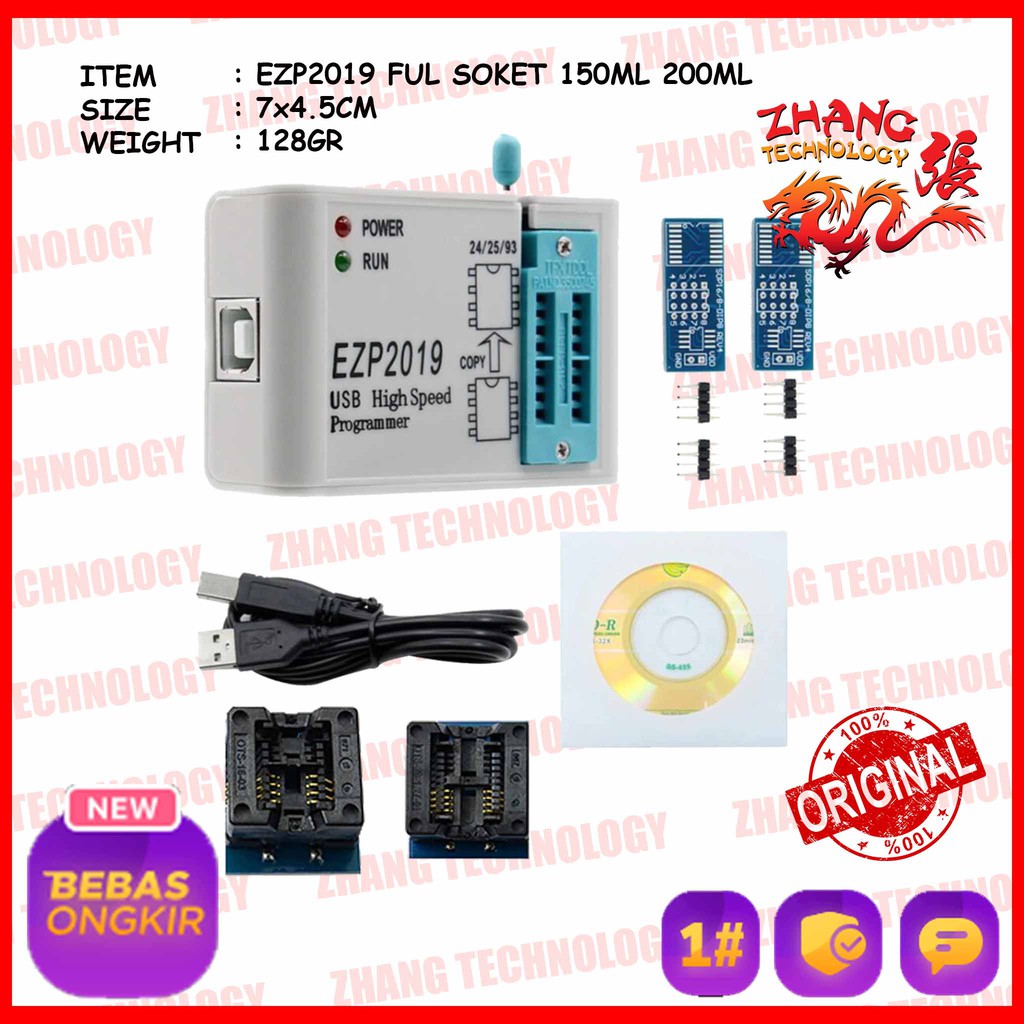 Jual [ ZHANG TECHNOLOGY ] ALAT FLASH BIOS EZP2019 EZP 2019 FULL SOCKET ...