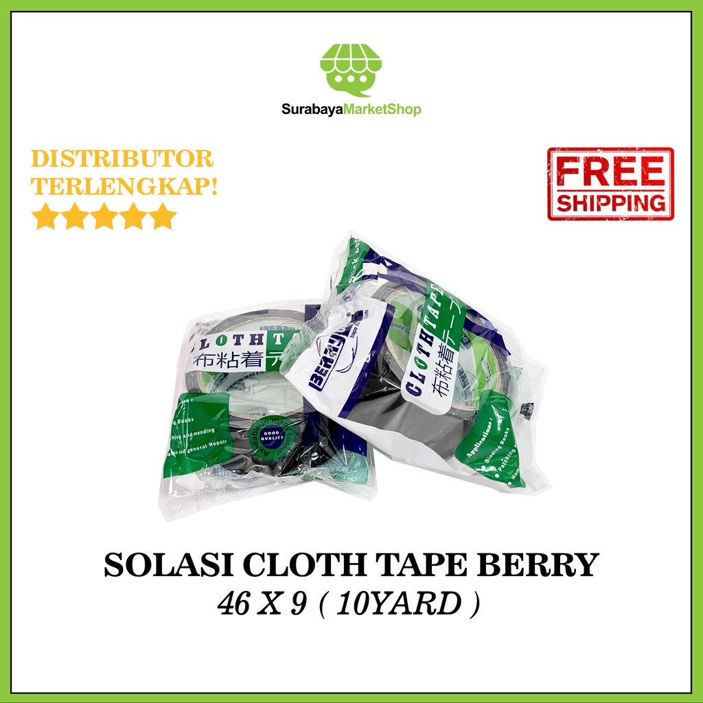 Jual Solasi Cloth Tape Berry - Solasi Selotip Hitam Kabel Listrik ...
