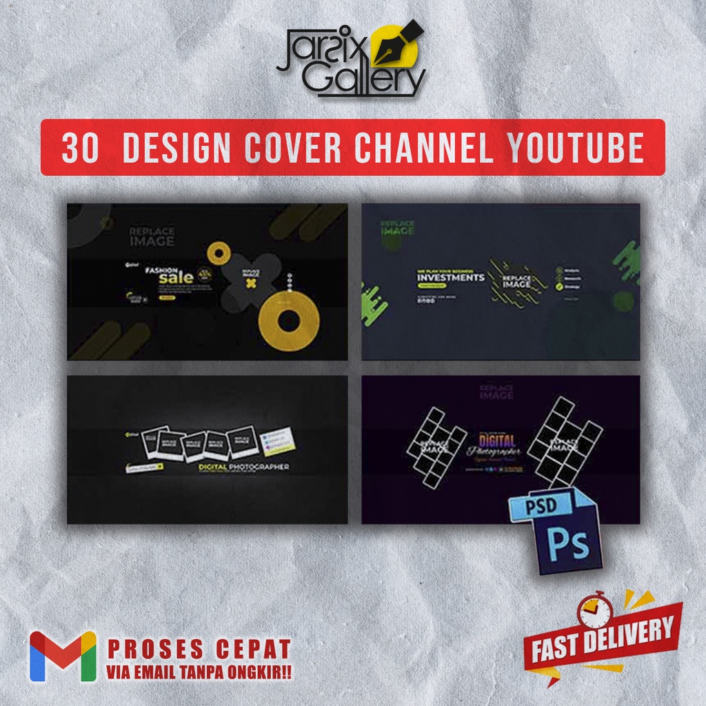 Jual 30 Template Design Cover Channel Youtube Format PSD Photoshop ...