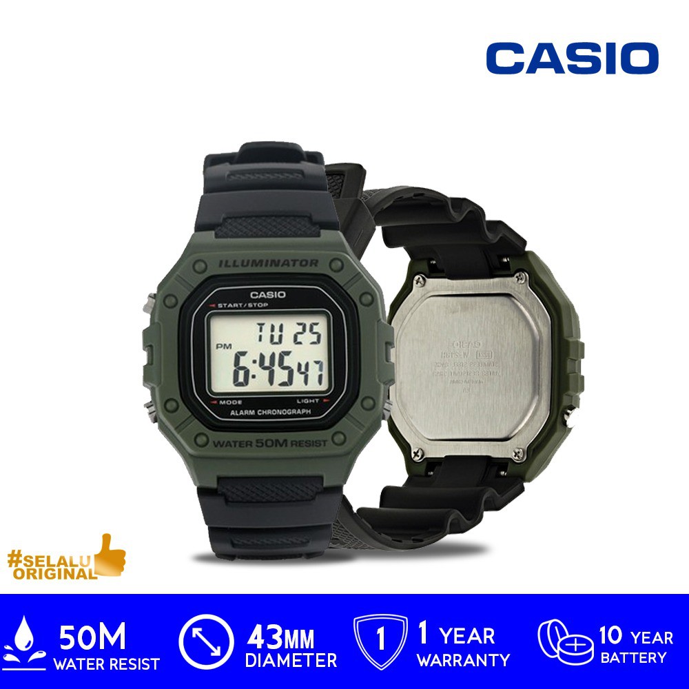 Jual Casio General W-218H-3AVDF/W218H3AVDF/W-218H Original Indonesia ...