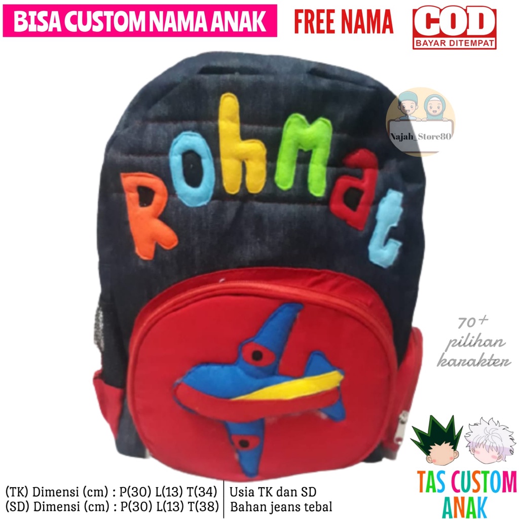 Jual TAS SEKOLAH TK SD BISAREQUEST NAMA& GAMBAR | Shopee Indonesia