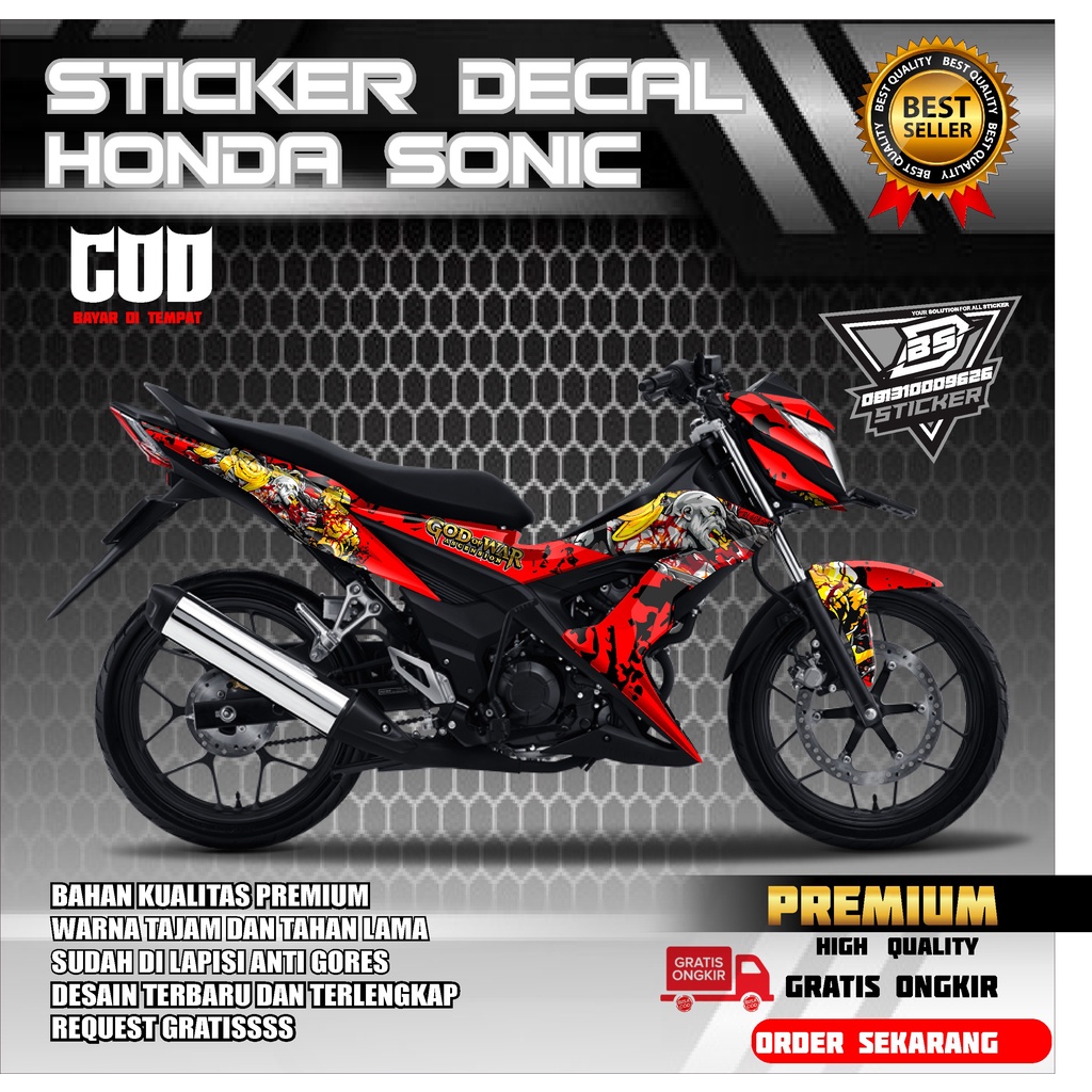 Jual Sticker decal motor honda sonic 150cc /decal stiker honda sonic ...