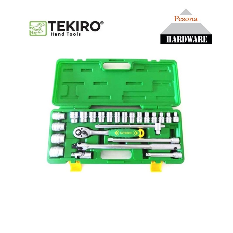 Jual Kunci Sock Set Tekiro 24pcs 6 PT 1/2 Inch Box Plastik Socket Set ...