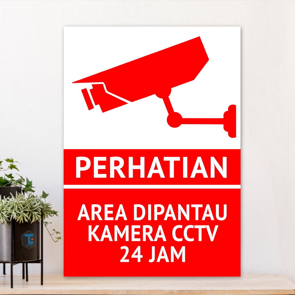 Jual Poster Sign Area Dipantau Kamera CCTV 24 Jam Hiasan Dinding Wall ...