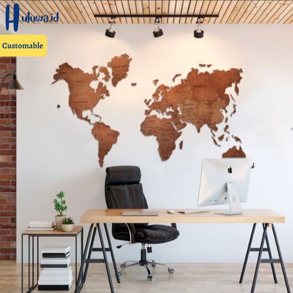 Jual Peta Dunia Kayu / Hiasan Dinding Peta / World Maps /Wooden World ...
