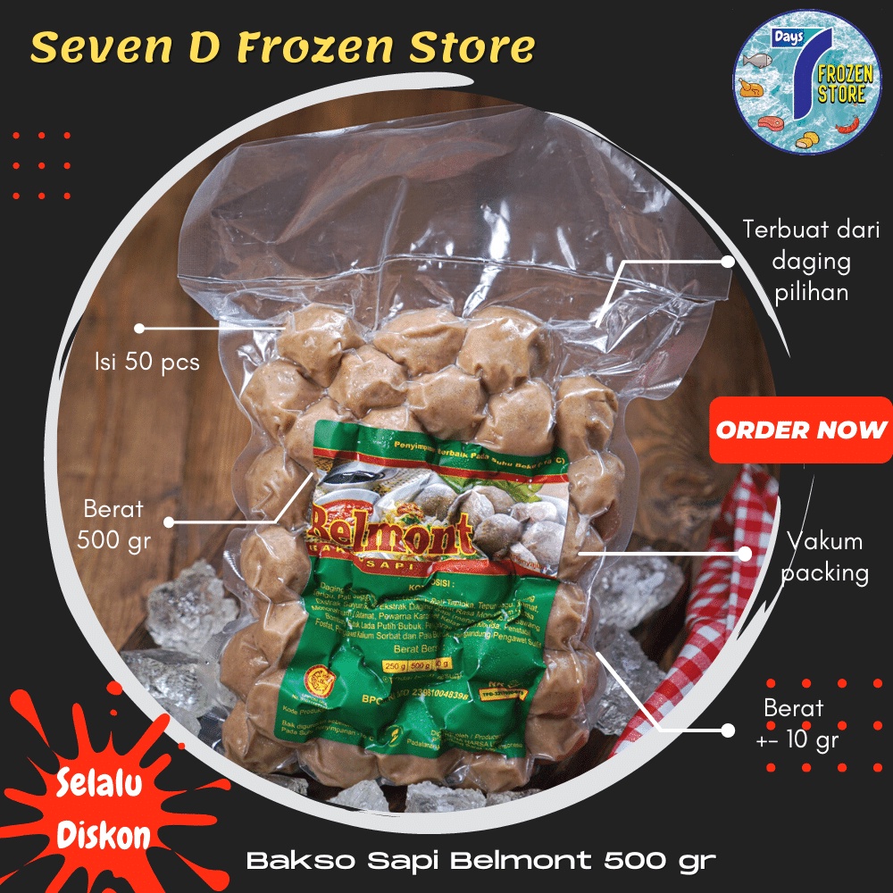 Jual Bakso Sapi Belmont isi 50 kemasan 500 gram | Shopee Indonesia