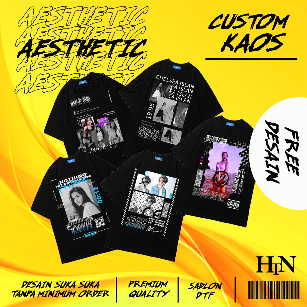 Jual Custom Kaos Aesthetic | kaos 30s | desain photo sendiri | kaos ...