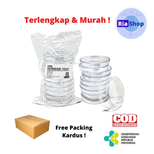 Jual PETRIDISH PLASTIK ONEMED STERIL 90 MM - CAWAN PETRI ( 1 PACK ISI ...