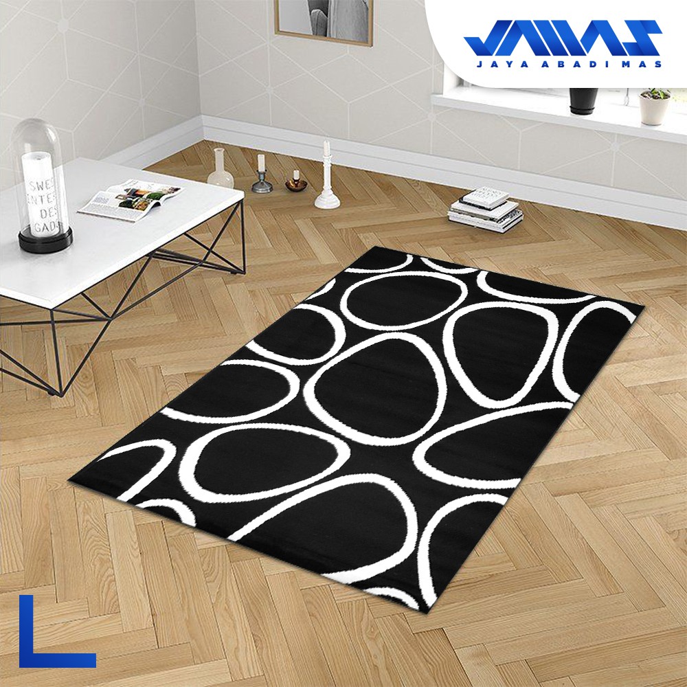 [JAMAS Carpet] Karpet Motif Monokrom Hitam Putih 115x155 cm PP Rugs ...