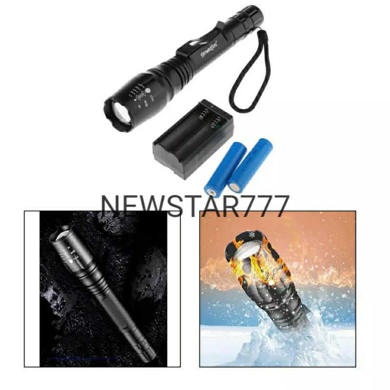 Jual senter swat police t6 2 baterai/ senter polisi / super terang | Shopee Indonesia