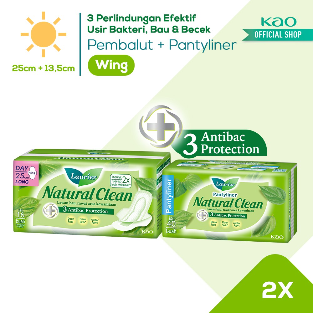 Jual [Value Pack] Laurier Natural Clean Day 25cm 16s + Pantyliner 40s ...