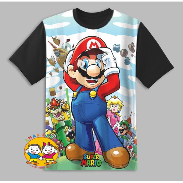 Jual Kaos Anak Game Mario Bros 3D Baju Anak Game Mario Bros 3D Pakaian ...
