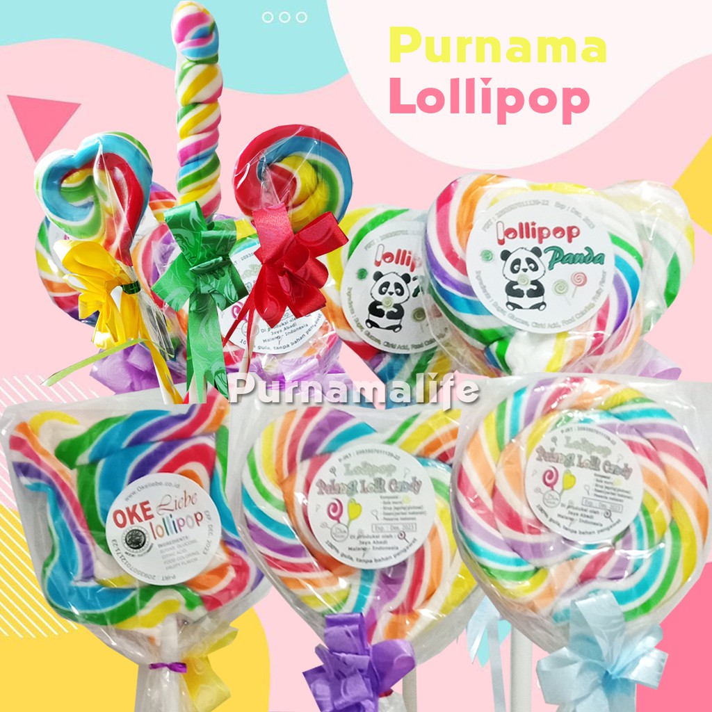 Jual Permen lolipop karakter pelangi l Lollipop Candy Love Bulat Spiral ...