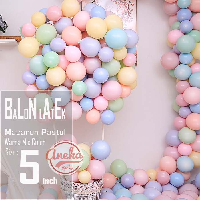 Jual Balon Latex Pastel Macaron 5 inch / balon macaron dekor 5 inch ...