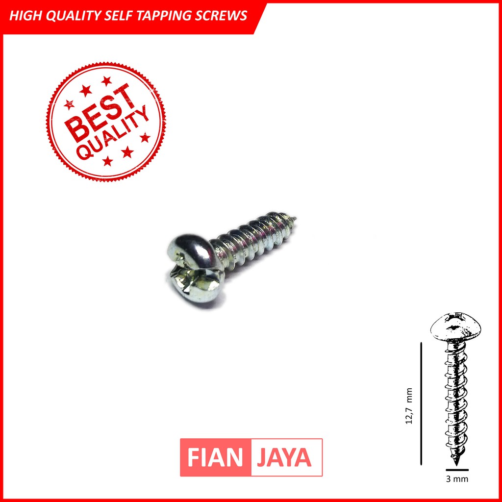Jual Skrup M3 x 12 mm baut sekrup JP skrub screw tapping 6 x 1/2 inch ...