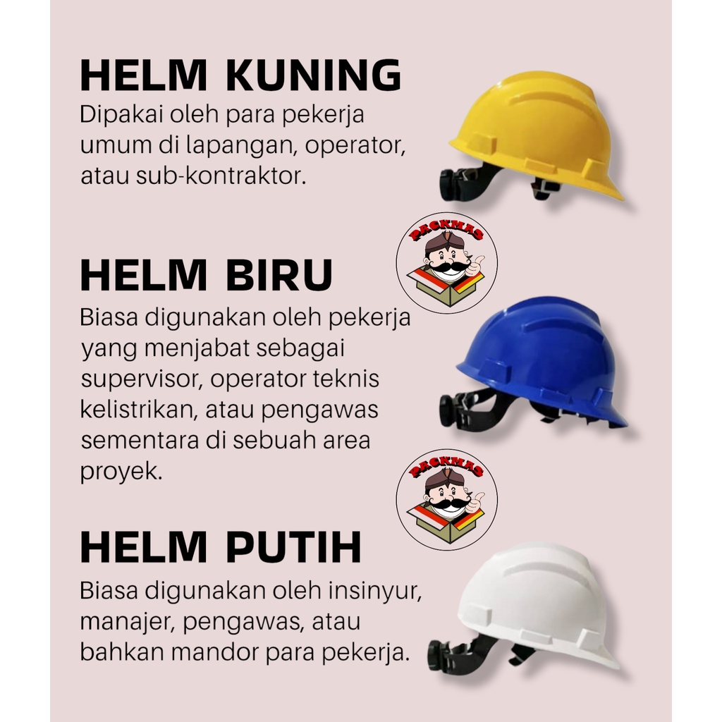 Jual Helm Proyek Safety Helmet Tali Dagu Kuning Biru Putih Pelindung ...