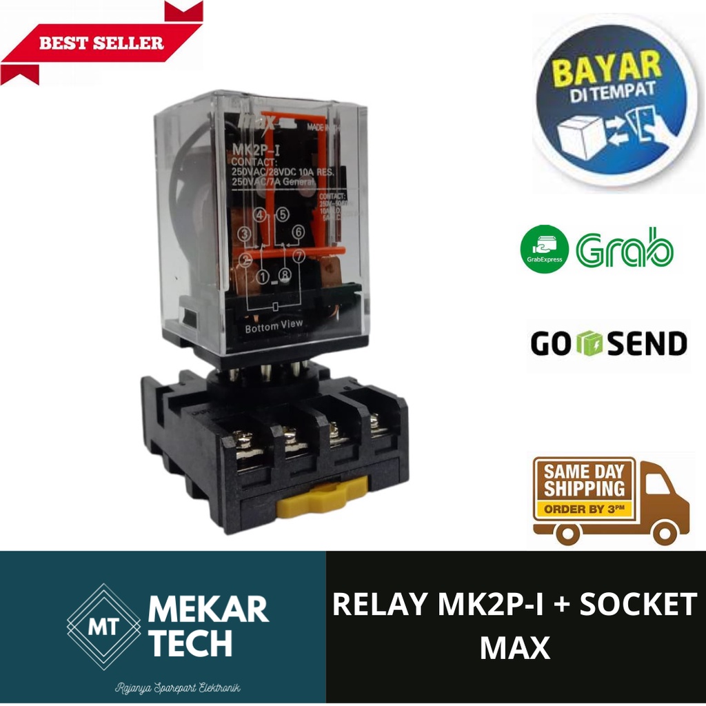 Jual RELAY MK2P MAX + SOCKET RELAY 8 PIN 220V | Shopee Indonesia
