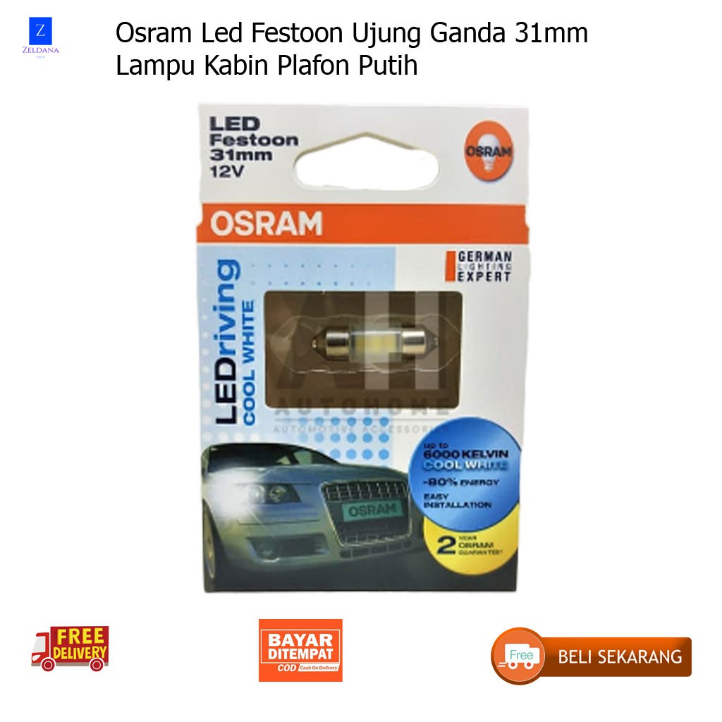 Jual Osram Led Festoon Ujung Ganda 31mm Lampu Kabin Plafon Putih ...