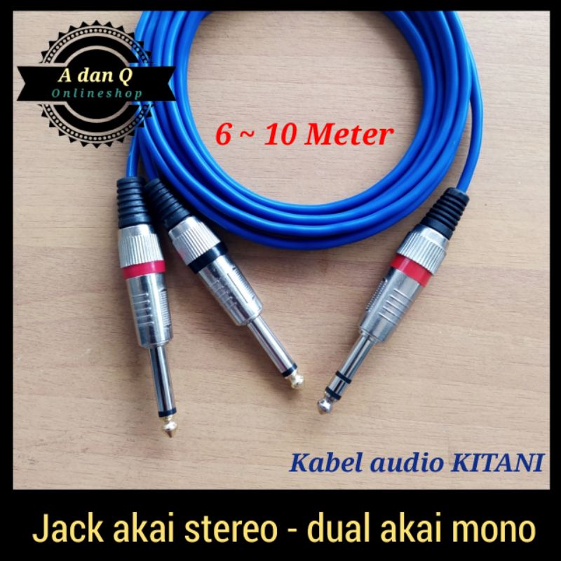 Jual Kabel jack akai stereo to dual akai mono / Jack TRS to dual jack TS 6 sampai 10 meter ...
