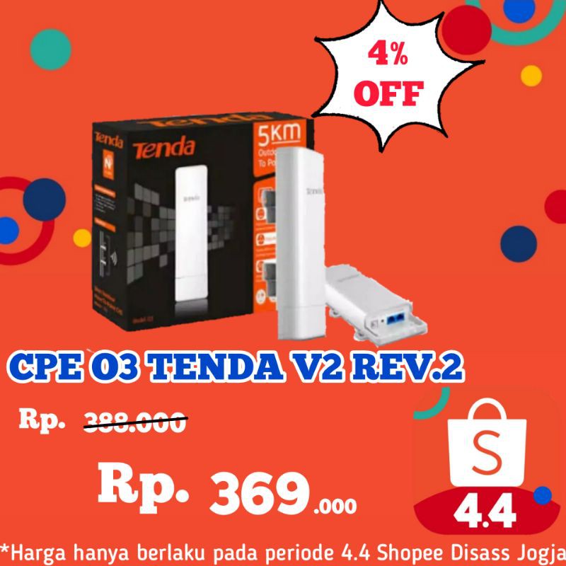 TENDA WIRELESS ROUTER OUTDOOR CPE 03 5KM CPE O3 V2 Rev 2 - DISASS JOGJA ...