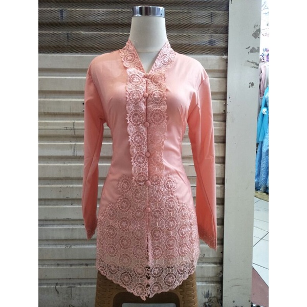 Jual baju kebaya encim bordir senada tangan panjang//baju kebaya encim ...