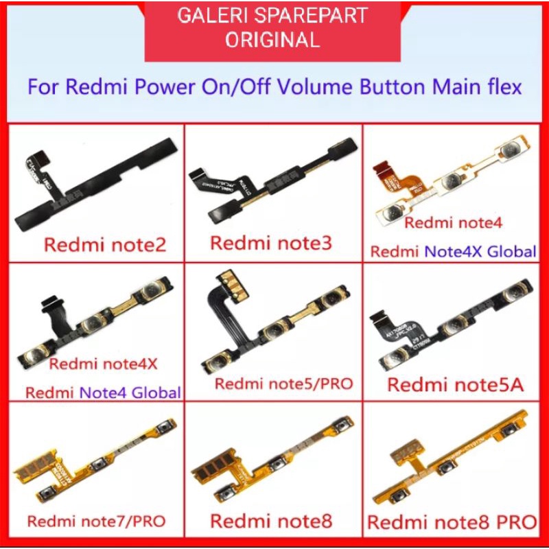 Jual TOMBOL FLEKSIBEL ON OFF VOLUME Untuk Xiaomi Redmi Note 7 8 PRO 2 3 4 Edisi Khusus 4X Global ...
