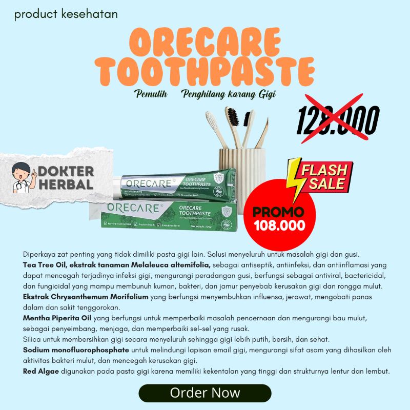Jual pasta gigi herbal orecare pemutih gigi dan menyehatkan mulut ... Jual pasta gigi herbal orecare pemutih gigi dan menyehatkan mulut ...