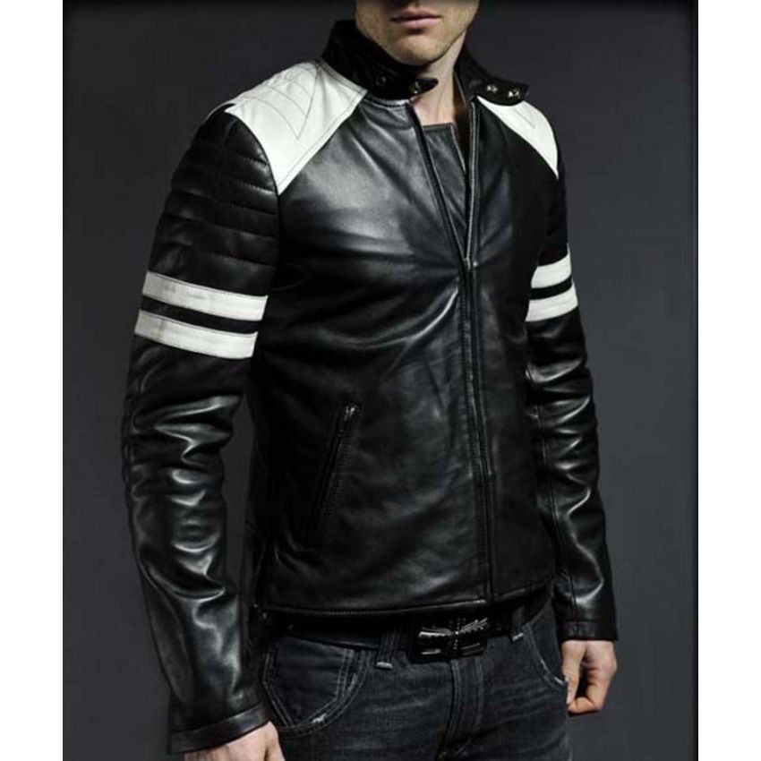 Jual Jaket Kulit pria warna hitam putih bahan kulit domba kualitas ...