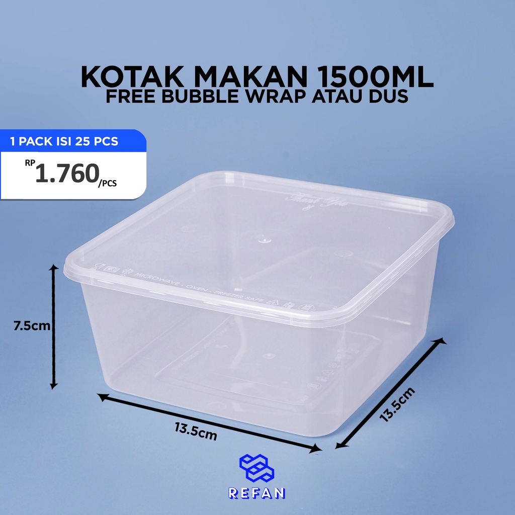 Jual Thinwall 1500ml food container box tempat makan plastik kotak ...