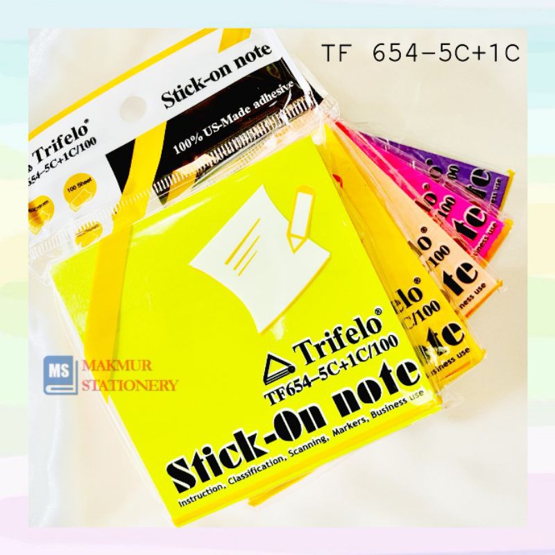 Jual Sticky Notes/Post it/Kertas Memo/Memo Tempel Trifelo TF 654-5C+1C ...