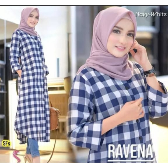 Jual LONG TUNIK KOTAK-KOTAK REVANA || TUNIK LENGAN PANJANG || TUNIK TARTAN WANITA MASA KINI ...