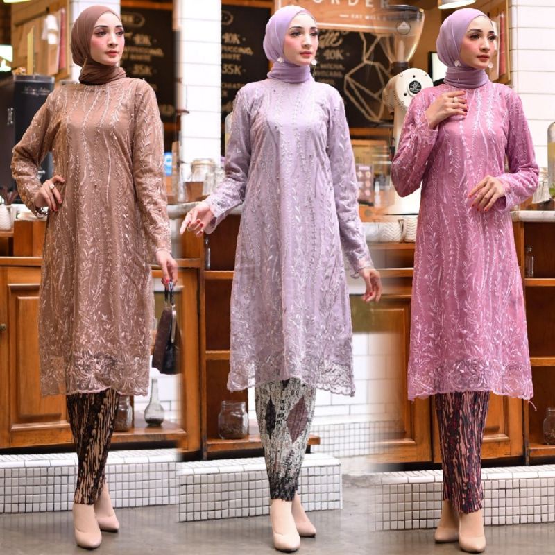 Jual SET KEBAYA JUMBO TUNIK TULLE SARI CANTIKA | Shopee Indonesia
