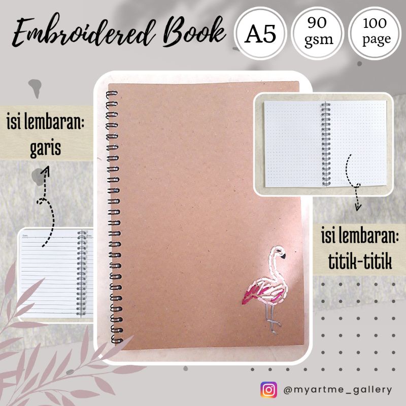 Jual Notebook Aesthetic/Buku Binder Estetik/Embroidered Book/90 gsm ...
