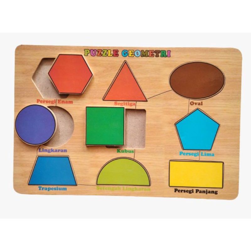 Jual puzzle kayu geometri - mainan kayu edukasi | Shopee Indonesia
