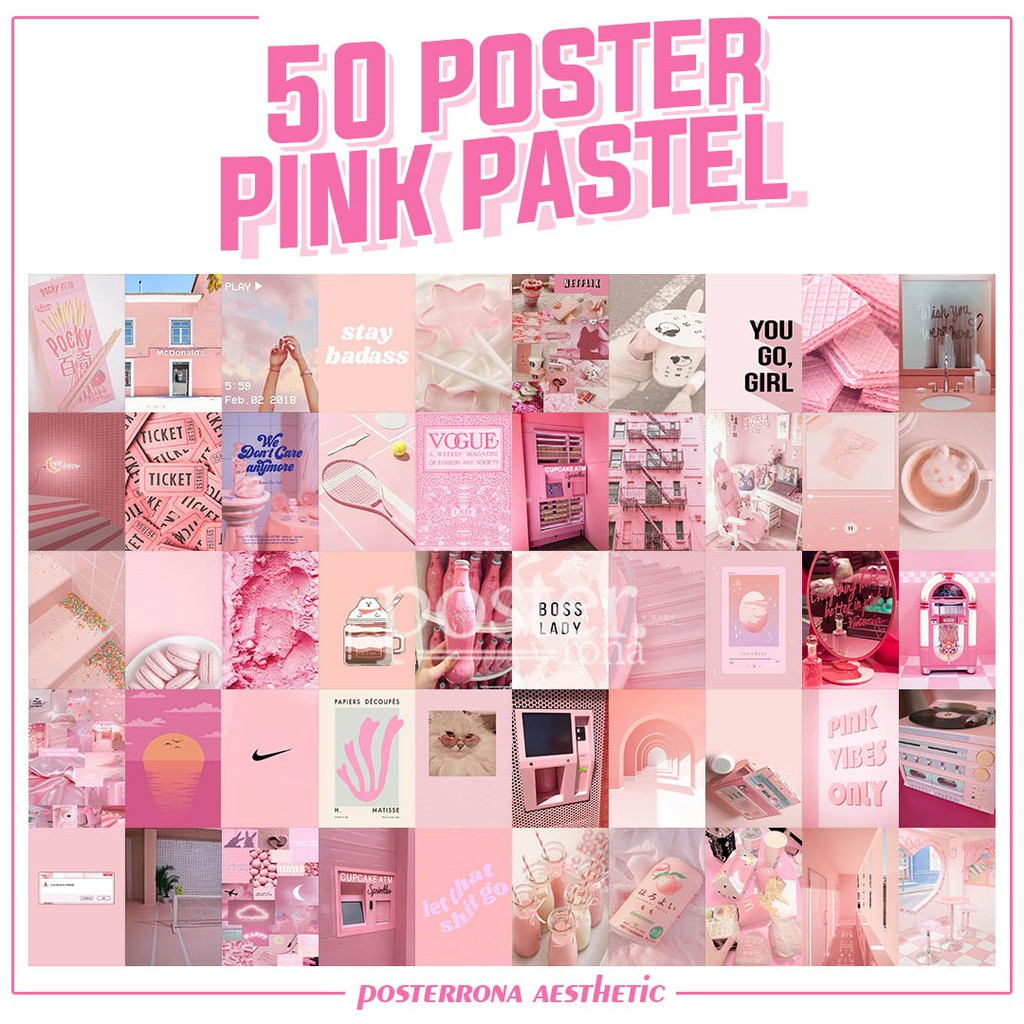 Jual 50 Lembar Poster Pink Pastel aesthetic | Shopee Indonesia