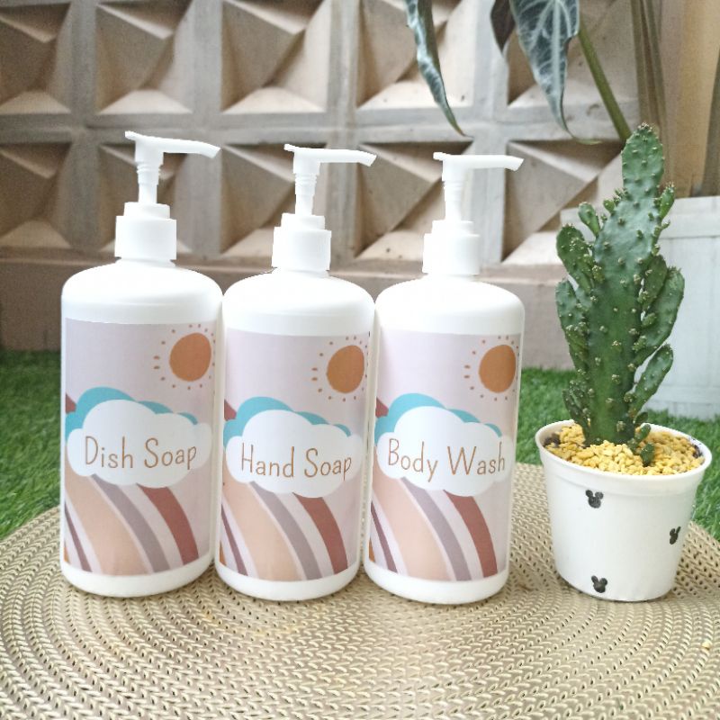 Jual Botol pump 500ml aesthetic free label sticker anti air 500 ml ...