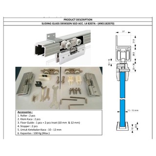 Jual Rel Sliding Pintu Kaca Dekkson SGD ACC L4 8207A Track 200 Cm ...