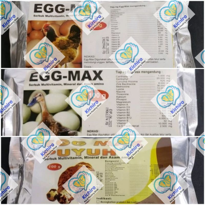 Jual Egg Max Ayam / Egg Max Bebek / Egg Max Puyuh 100 gram Raid All Vitamin Ayam Bebek Puyuh ...