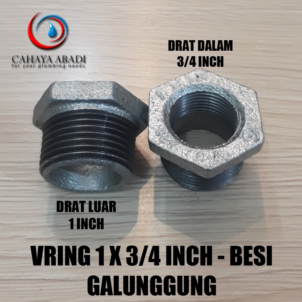 Jual GROSIR - FITTING BESI - VRING - 1 x 3/4 INCH - SAMBUNGAN PIPA BESI ...